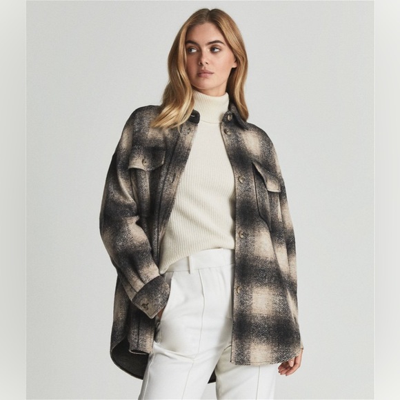 Reiss | Jackets & Coats | Reiss Emery Checked Flannel Shirt Jacket ...